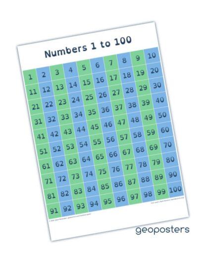 Hundred Square Poster, Educational Number Square 1-100 Maths Wall Chart ...